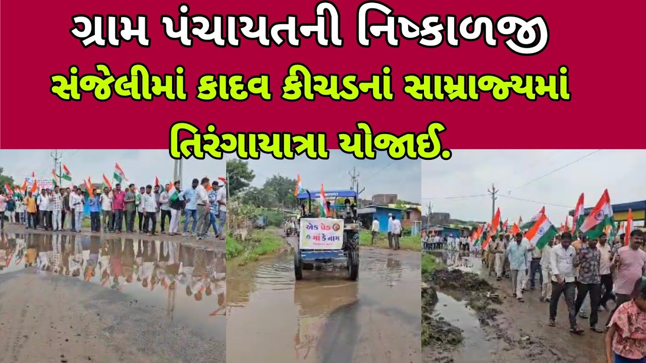 પંચાયતની નિષ્કાળજી:કાદવ કીચડના સામ્રાજ્યમાં તિરંગા યાત્રા યોજાઈ l # ...