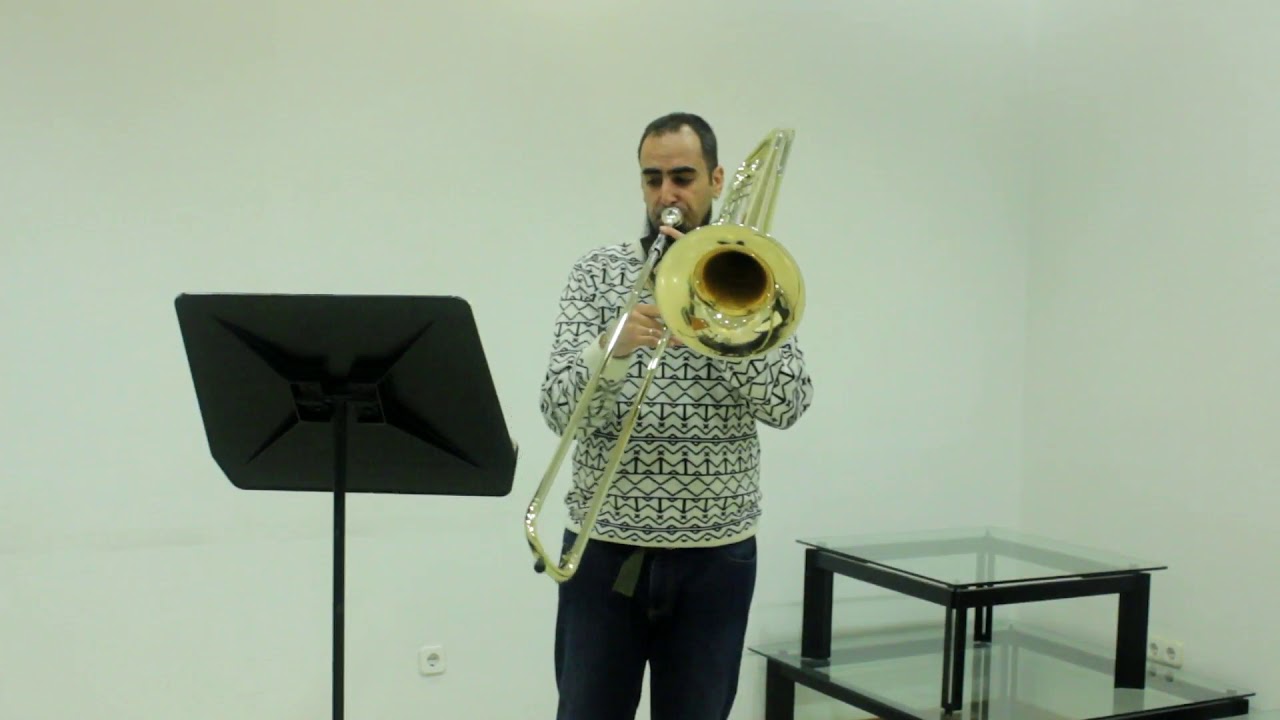 Contrabass trombone, Bach octave lower, part 1 - YouTube