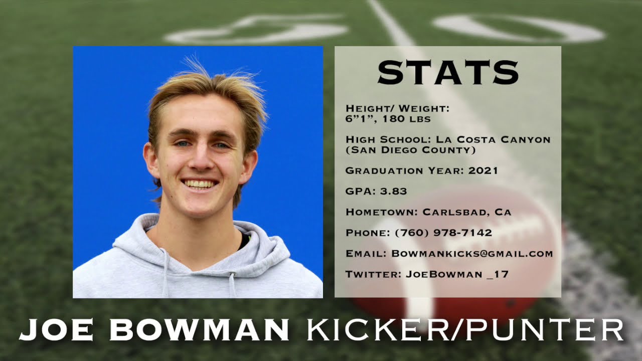 Joe Bowman- Kicker / Punter, Presented by Carney Training - YouTube