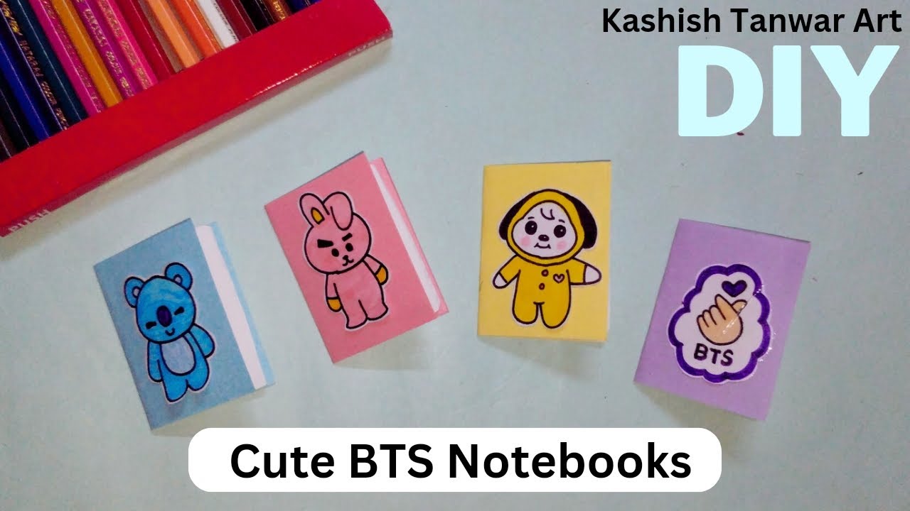 😃 DIY 😍 Cute BTS Notebooks 💜 Simple Easy Way 🤩 | Kashish Tanwar Art ...