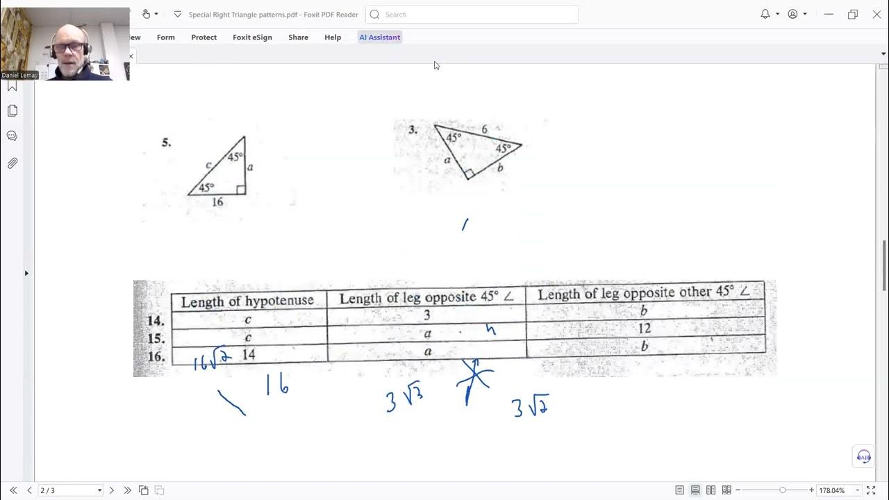 Special Right triangle patterns - YouTube
