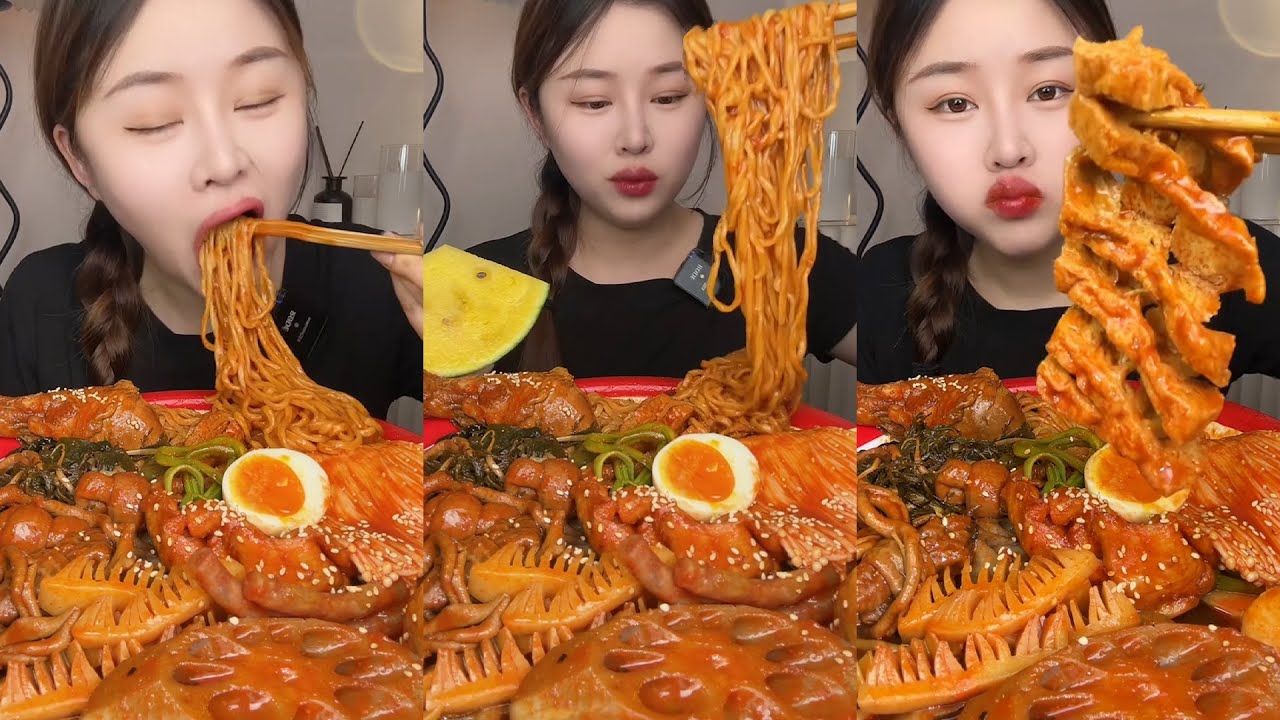 ASMR Mukbang Korean Food Mie Makanan Pedas Gila Terbaru Yummy Makecoh ...