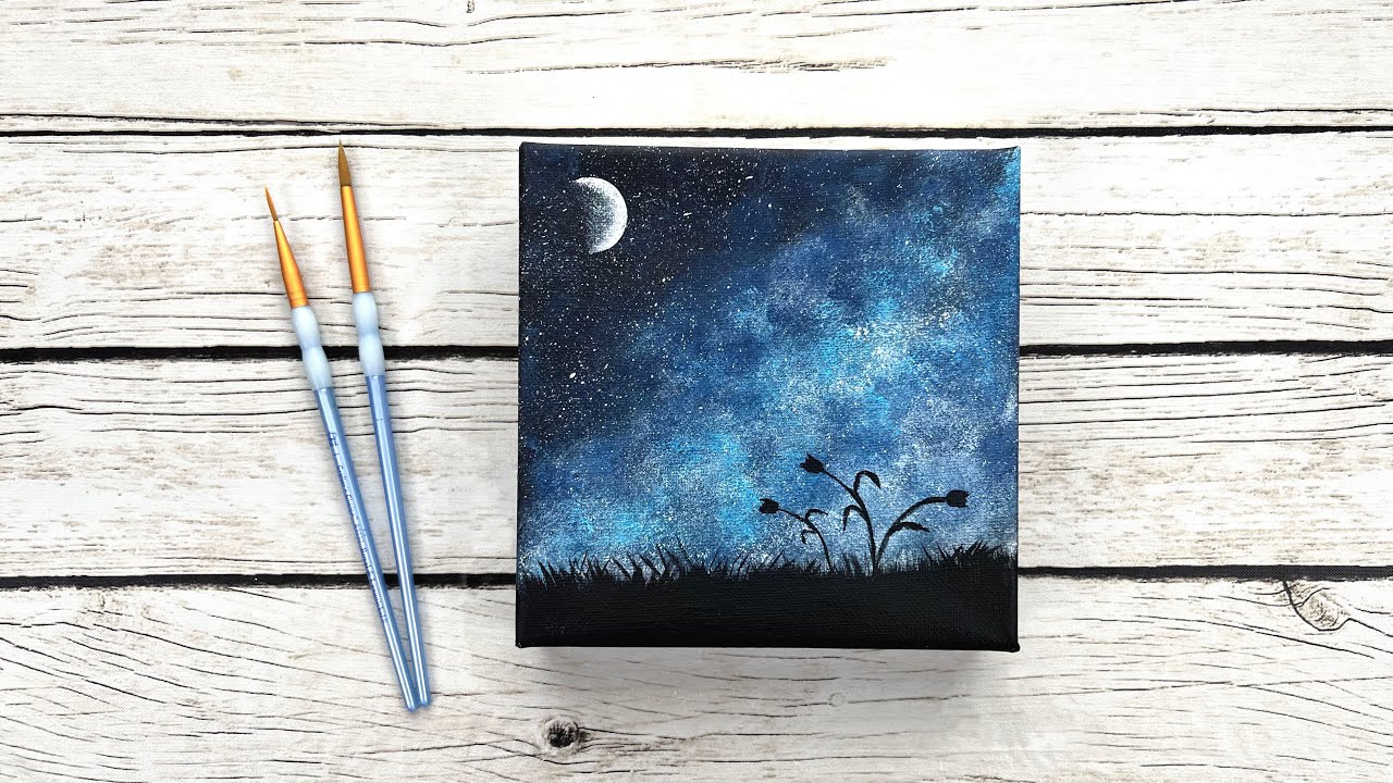 Night Tulips - Sponge Night Sky Acrylic Painting - YouTube