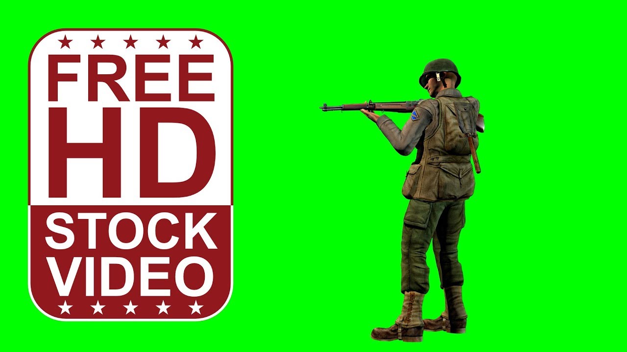 Free Stock Videos – WWII private soldier standing and shooting on green ...