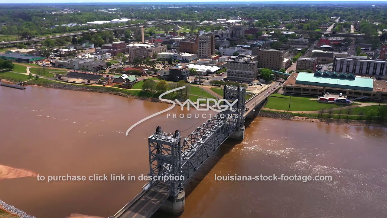 1594 aerial arc Red River into Alexandria downtown skyline - YouTube