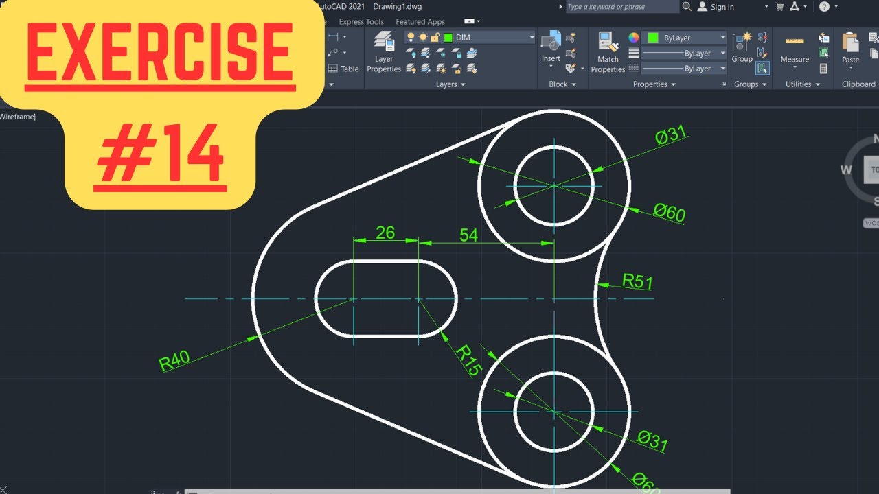 AutoCAD 2D Basic Drawing Tutorials For Beginners #14 - YouTube