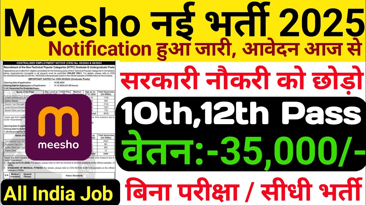 Meesho job vacancy 2025 | Meesho work from home | Job vacancy 2025 ...