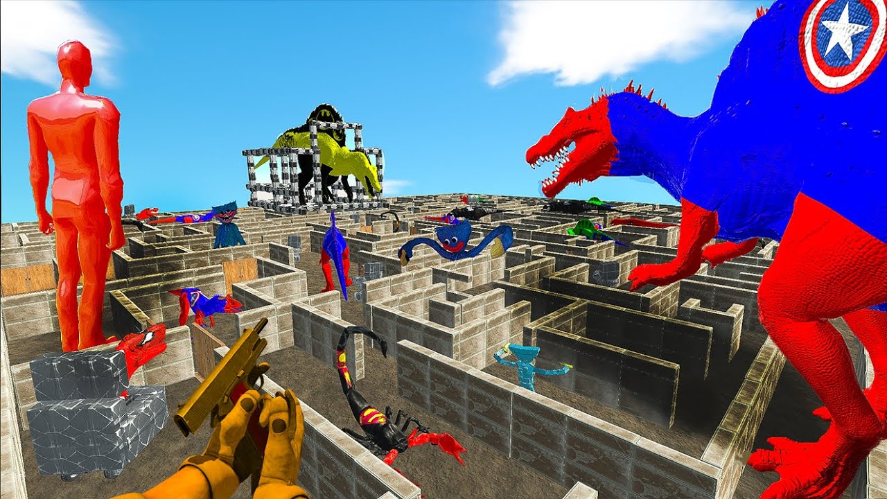 FPS AVATAR SAVES HIS FRIEND BATMAN SPINOSAURUS IN THE MAZE| Animal ...