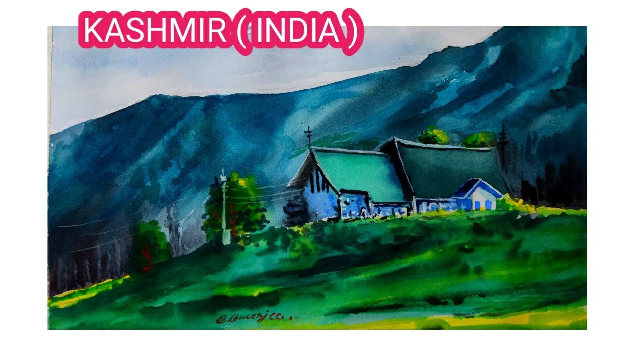 How To Draw Hillscape|Easy Watercolour Painting Kashmir Hillscape ...