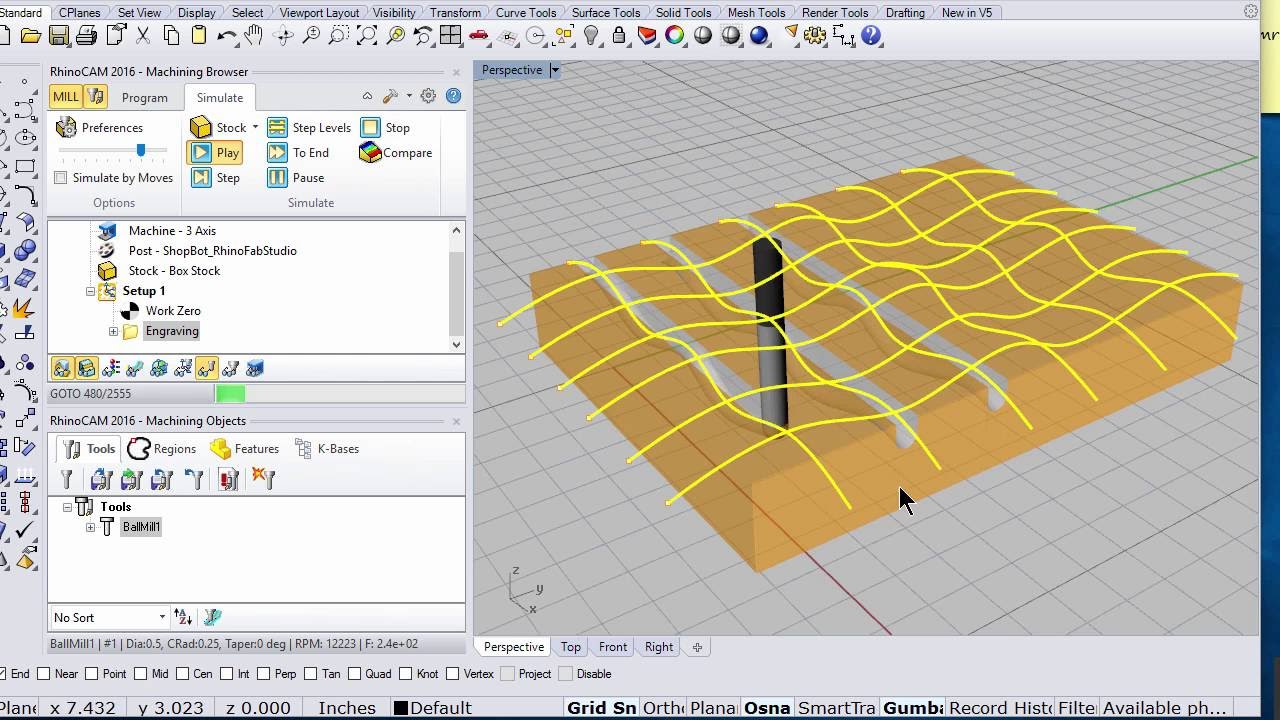 Engrave 3D Curves with RhinoCAM 2016 - YouTube
