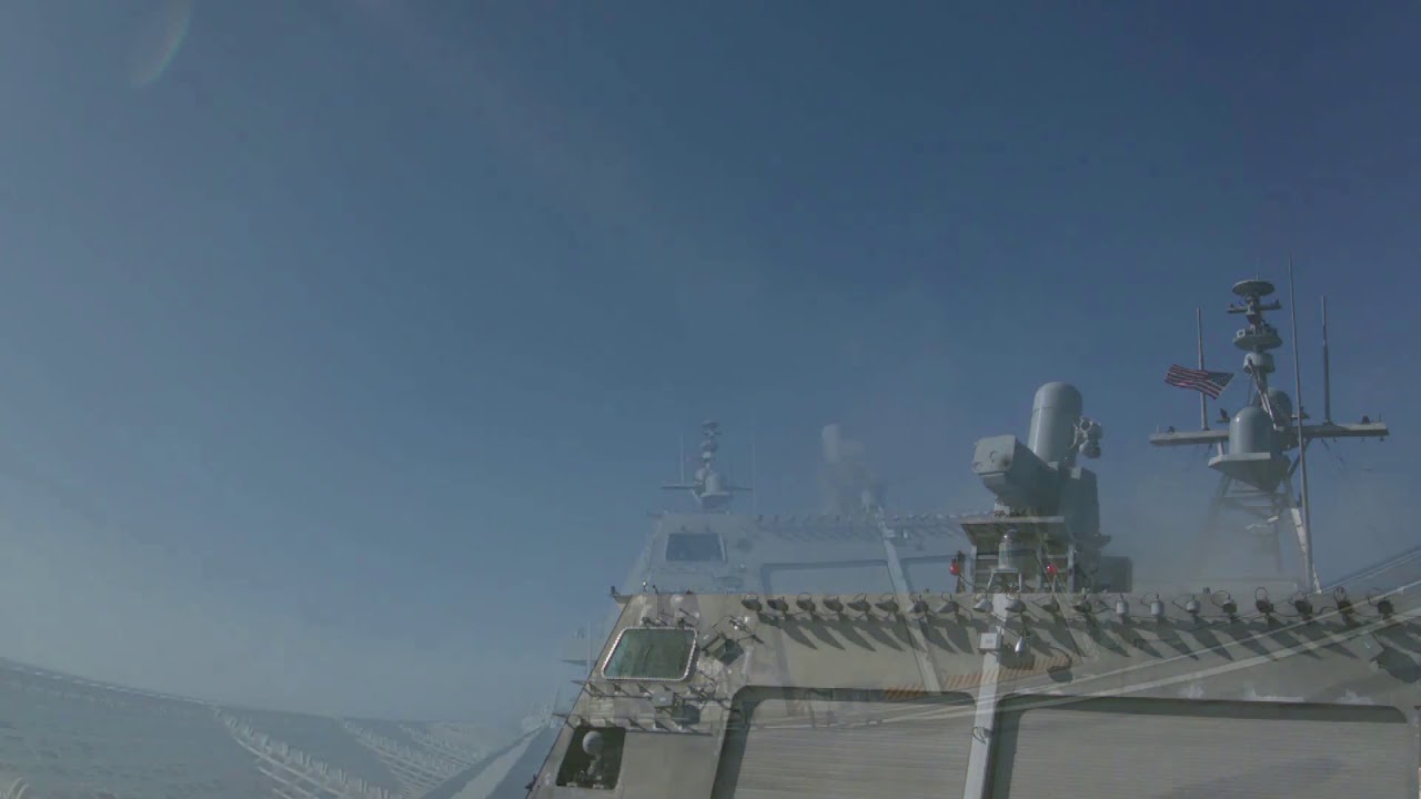 USS MANCHESTER LCS 14 Live Fire SeaRAM Exercise - YouTube