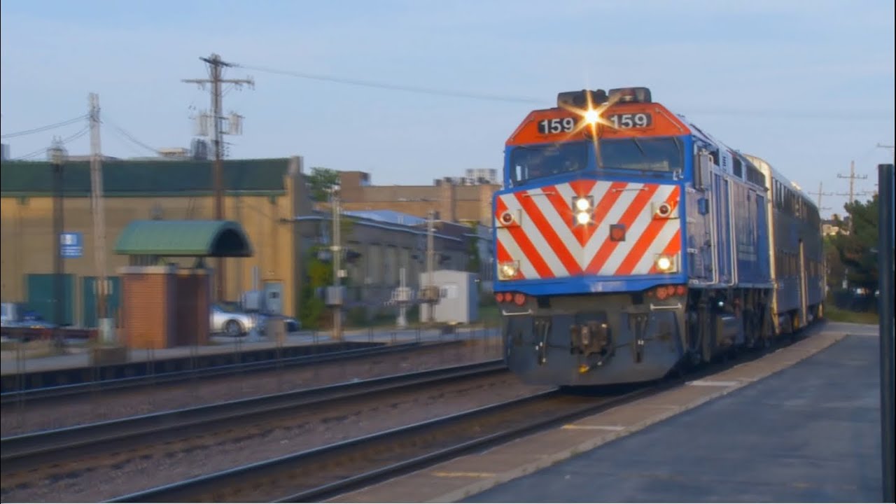 Westbound Metra 159 station stop in Wheaton Illinois - YouTube