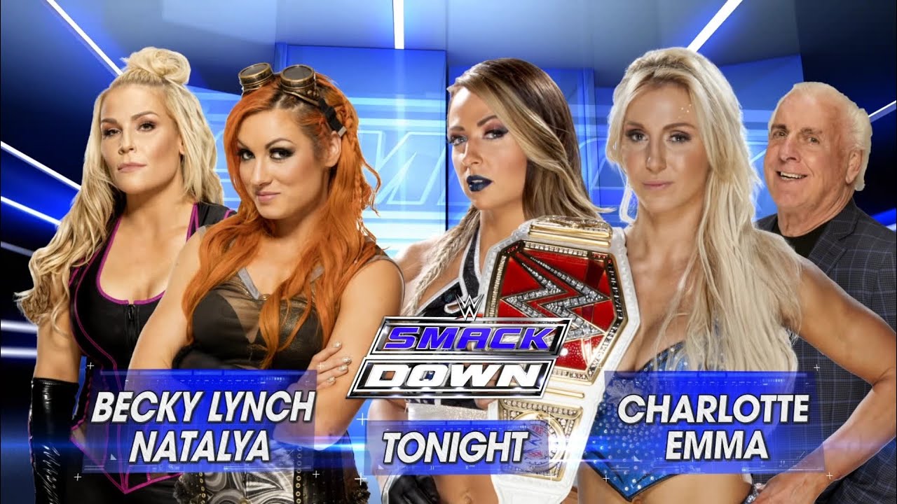 Becky Lynch & Natalya Vs Charlotte Flair & Emma - WWE Smackdown 05/05 ...