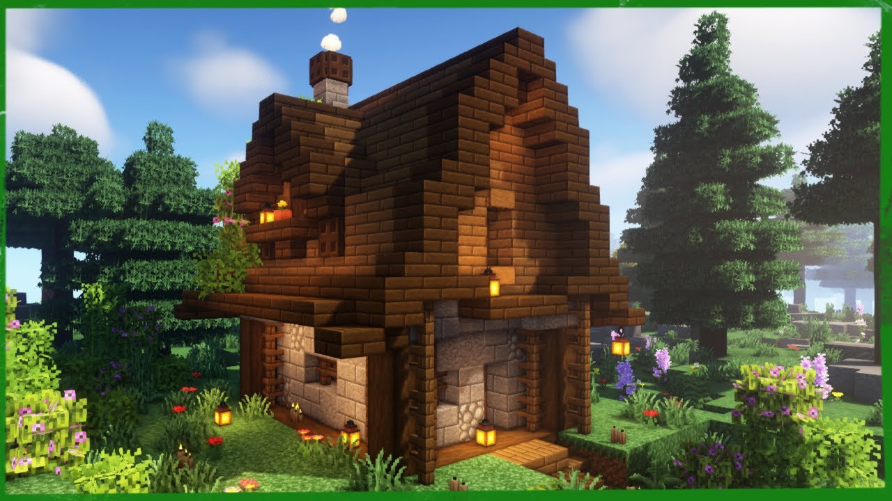 Minecraft: How to build a Stone and Wood House + Interior - YouTube