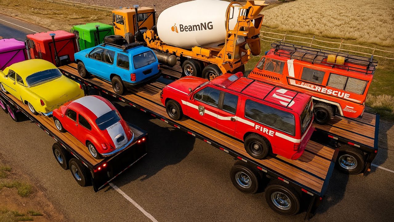 Ultimate Car Transport Convoy in BeamNG 3 Heavy Trucks, Multiple Cars ...