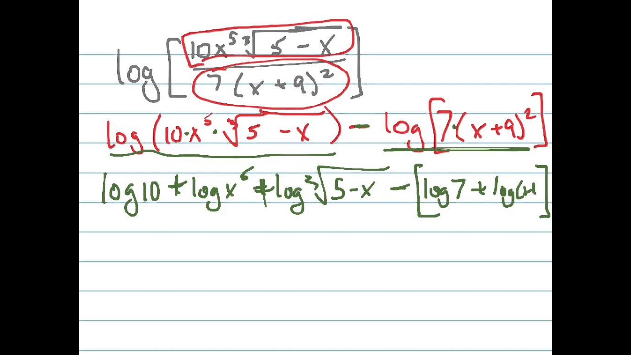 Expand Log 10x 5sqrt 5 x 7 x 9 2 YouTube Expand Log 10x 5sqrt 5 x 7 x 9 2 YouTube