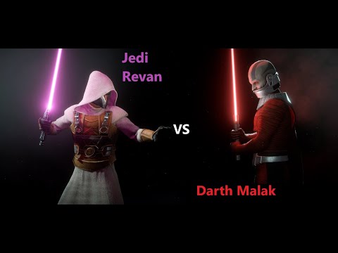 Darth Malak vs Jedi Knight Revan lightsaber duel in Star Wars ...