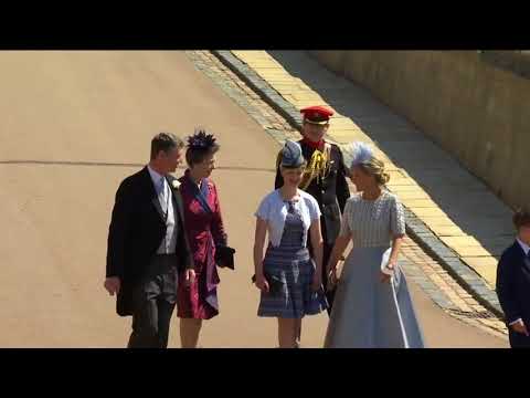 Princess Beatrice, Eugenie, Princess Anne, Prince Edward arrive at Royal Wedding