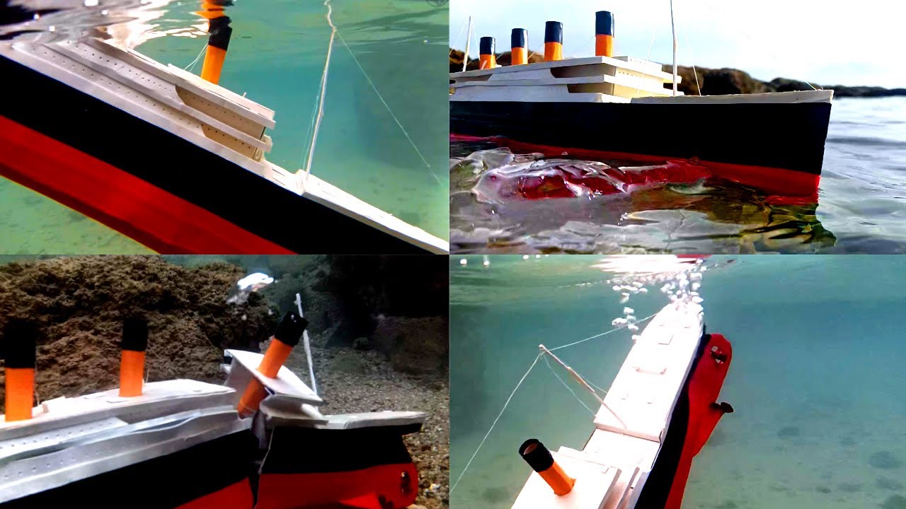 Cardboard ship sinking, sinking of the Titanic after colliding with an ...