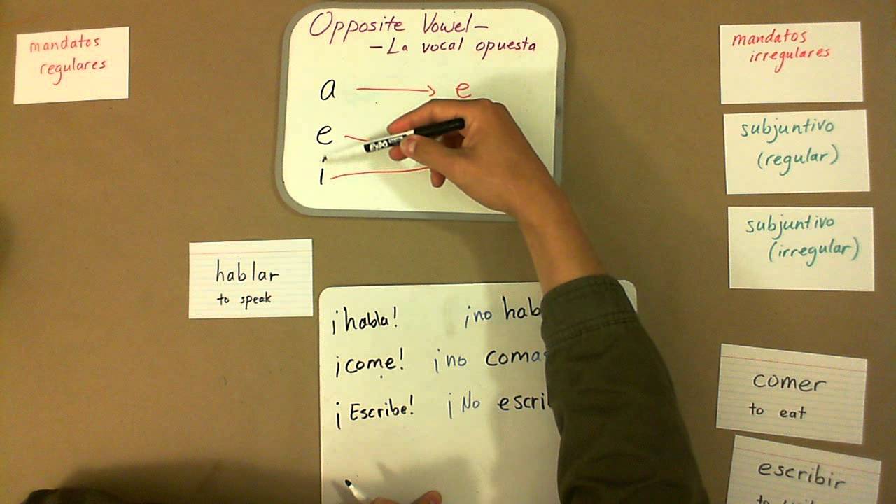 Special Spanish Lesson #1 - Opposite Vowels and Regular Commands ...