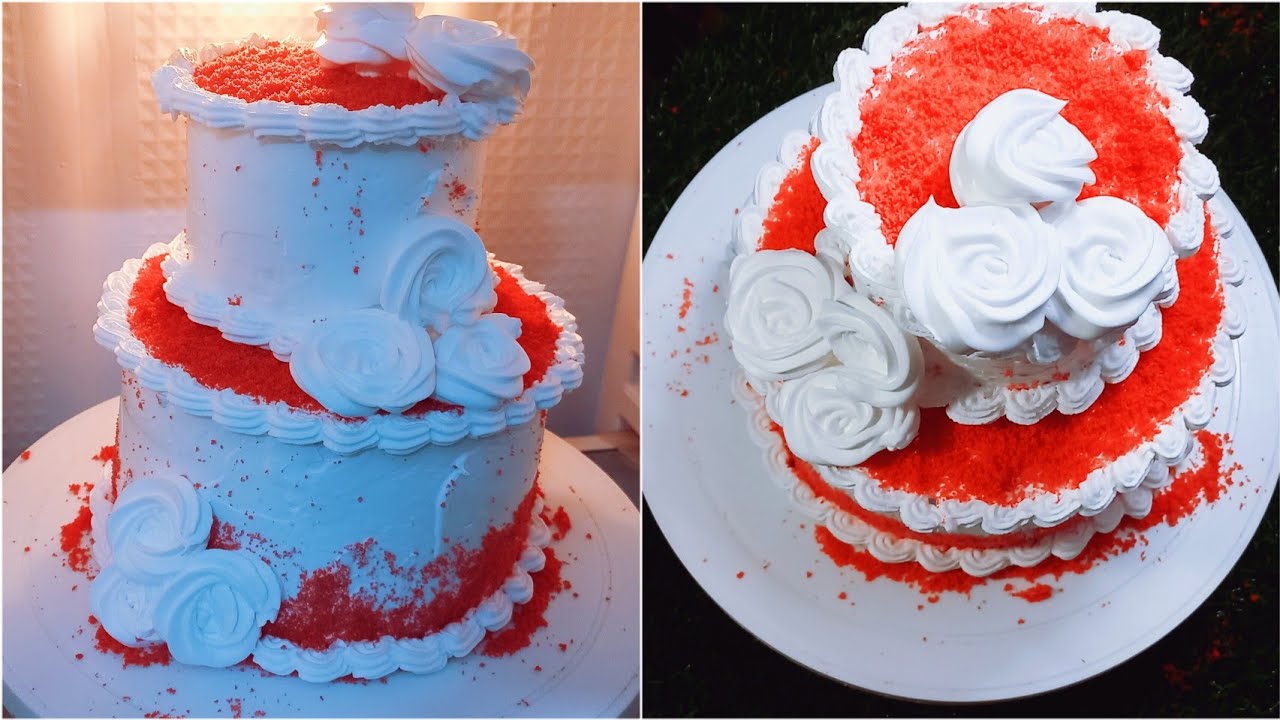 Two Tier Cake Recipe | Red Velvet Cake For Anniversary | Two Tier Cake ...