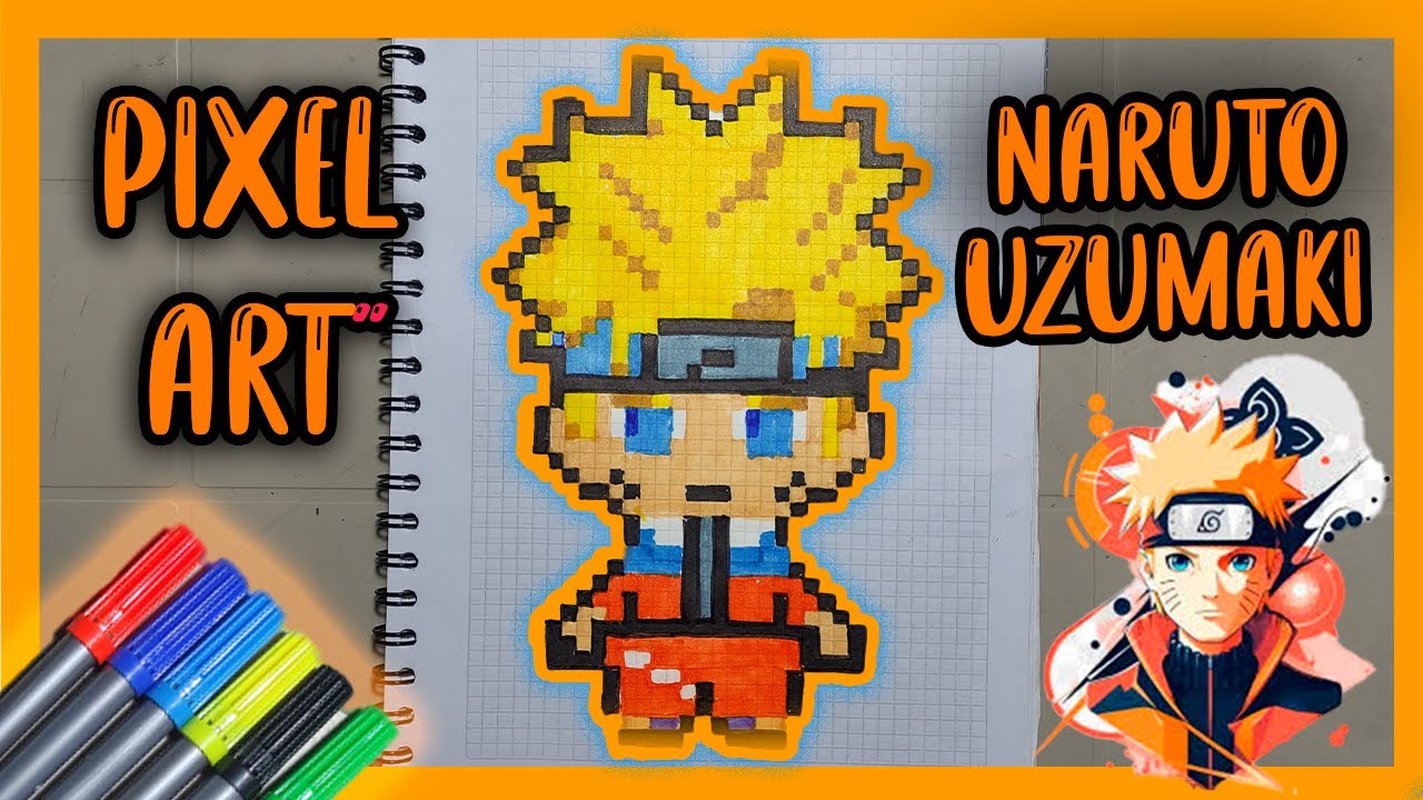 🍥 Cómo dibujar NARUTO en PIXEL ART | Tutorial - YouTube