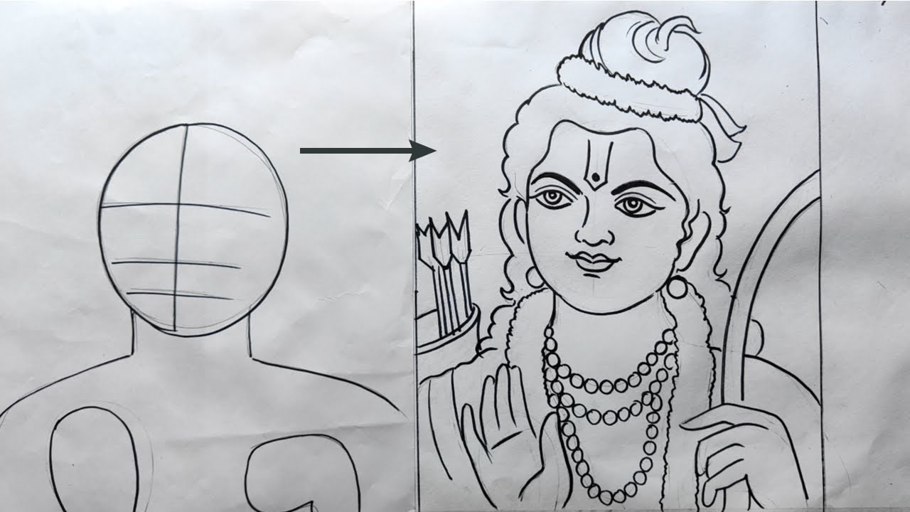shri ram drawing with pencil sketch step by step,lord shree ram drawing ...