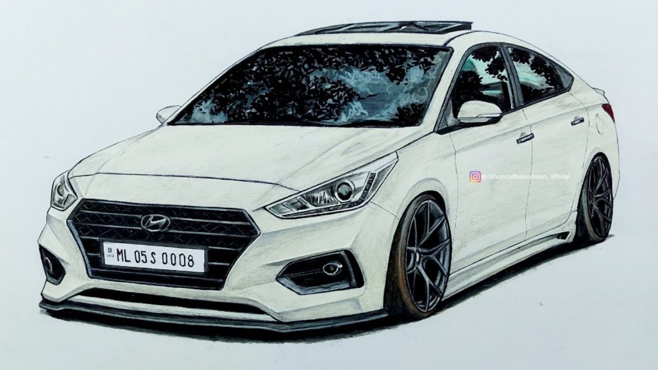 HYUNDAI VERNA MODIFIED DRAWING (short video) | RITHUN CAR DESIGNS | RCD ...