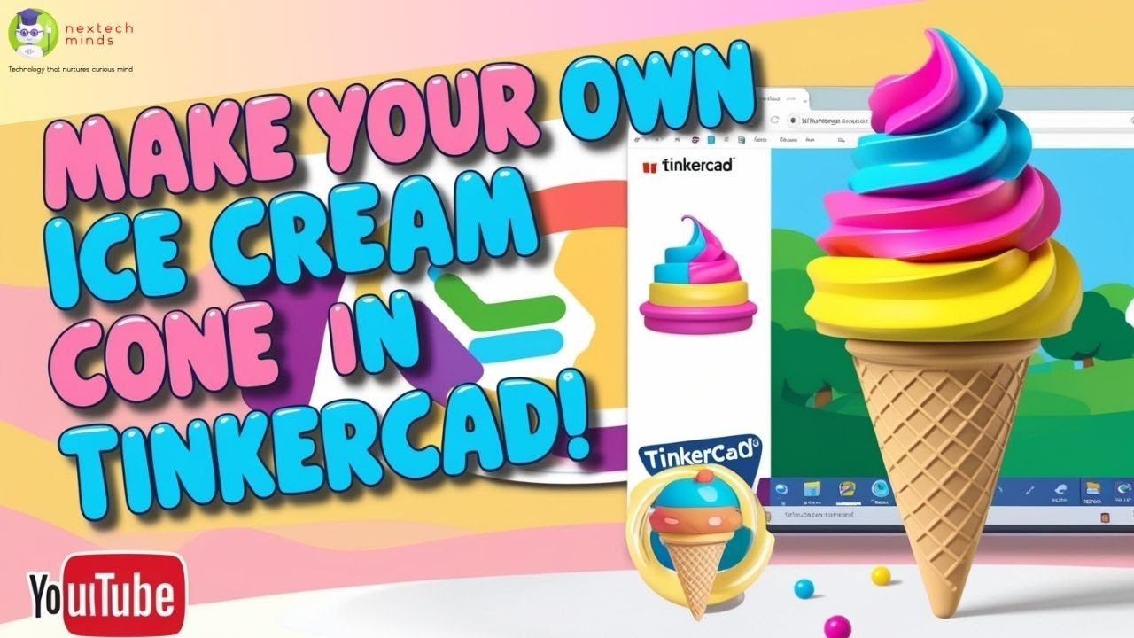 How to Make a 3D Ice Cream Cone in Tinkercad | Fun and Easy Tutorial ...