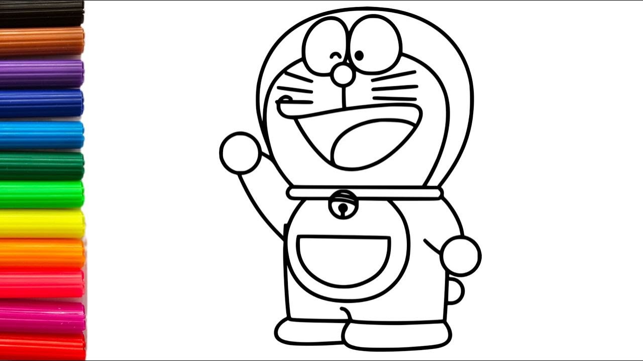 How to draw doraemon for kids& toddlers | Drawing Cartoon characters | Easy art - YouTube