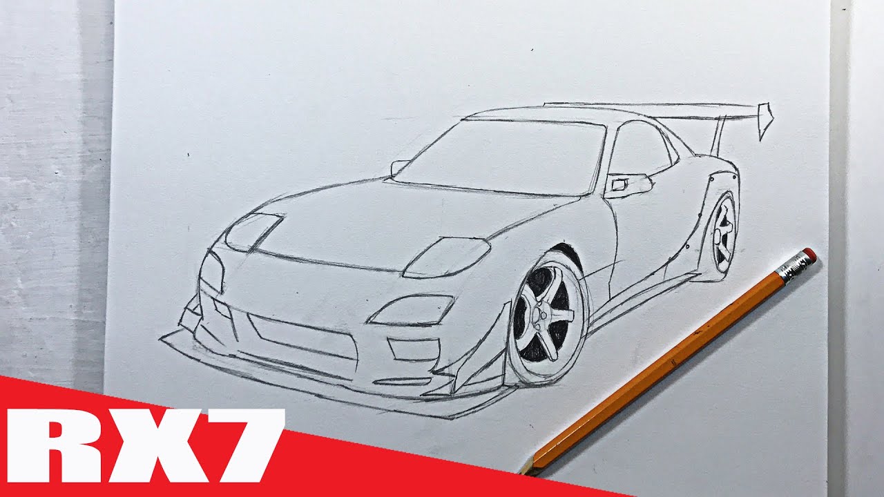 COMO DIBUJAR UN AUTO MAZDA RX7 TUNING - YouTube