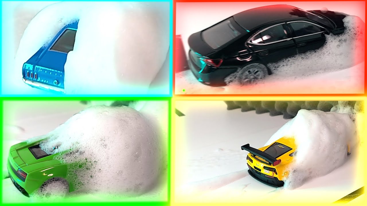 Model cars drive over foam - YouTube