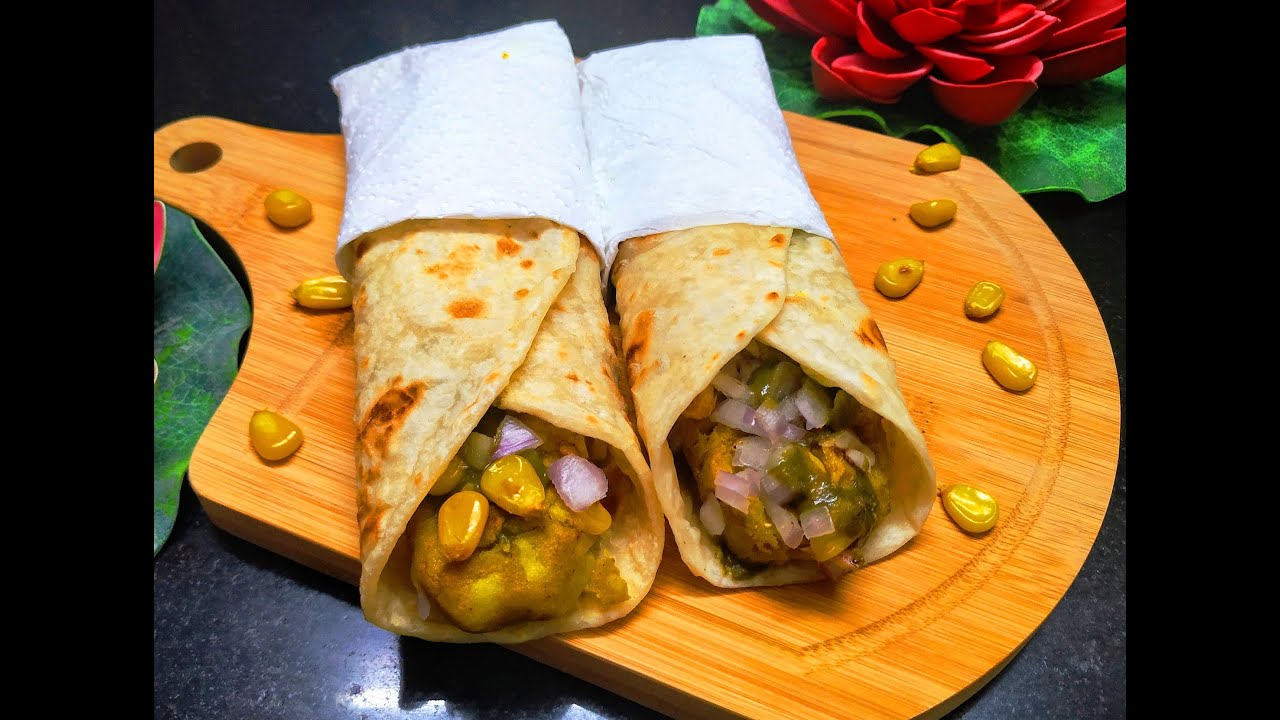 Aloo Corn Frankie | Street side Corn Frankie | Potato and Corn Rolls ...