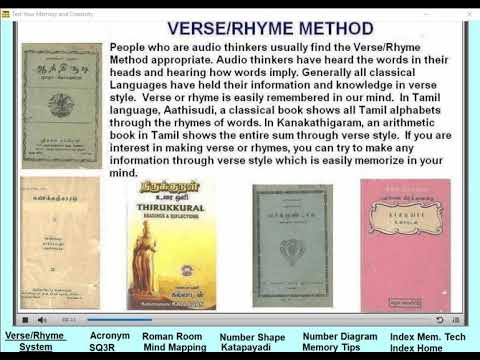 Memory technique: Verse / Rhyme System by S Lakshmanan, Psychologist ...