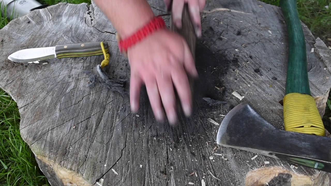 Friction fire with Cotton swabs and charred wood - YouTube