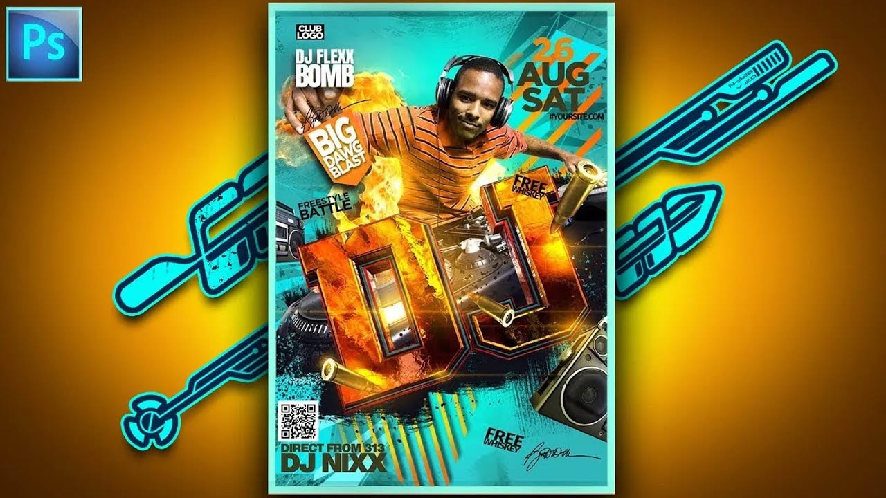 How To Make a Party Flyer in Photoshop Tutorials for Graphic Designers ...