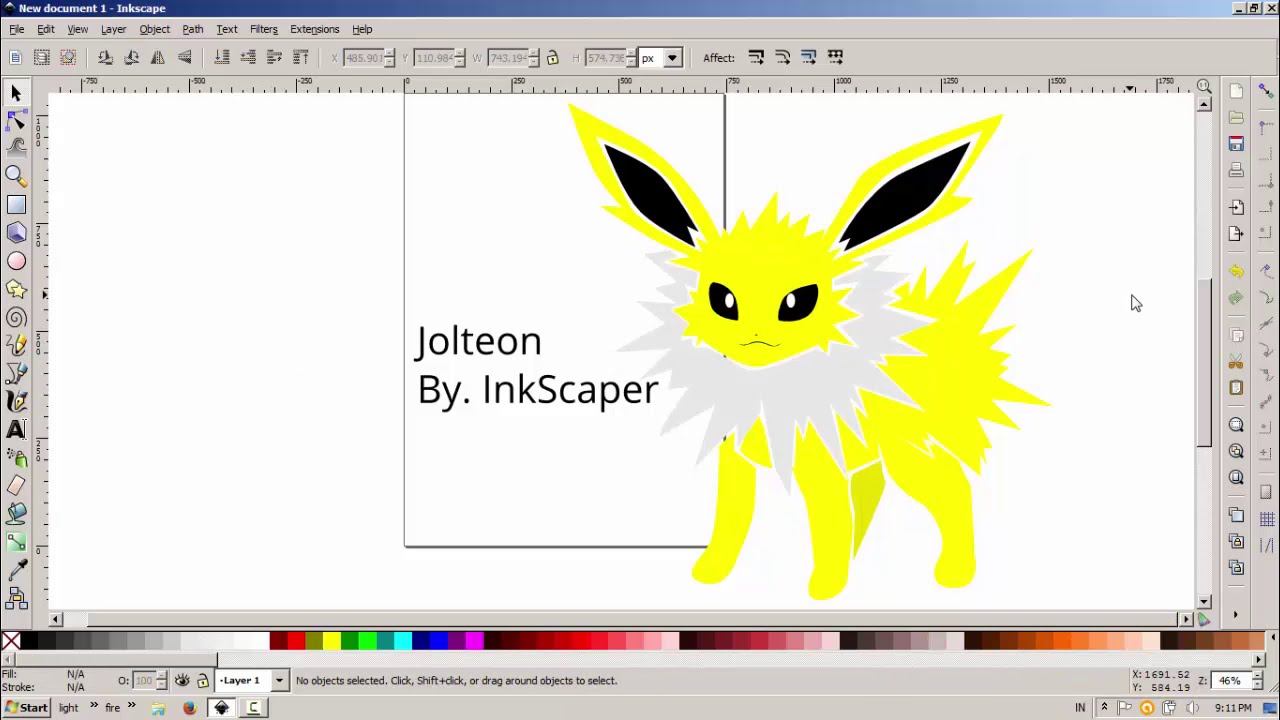 Drawing Pokemon Jolteon Vector in Inkscape - YouTube
