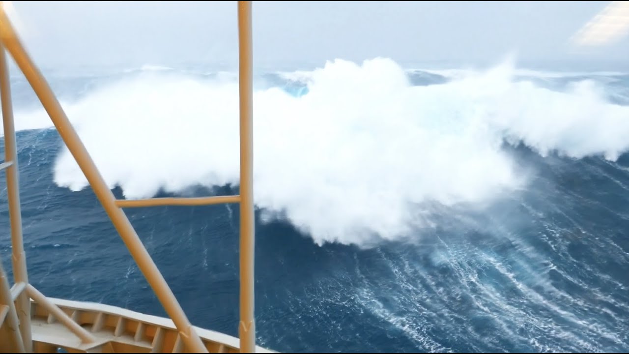 MONSTER WAVES Reaching Oil Rig's Windows | North Sea - YouTube