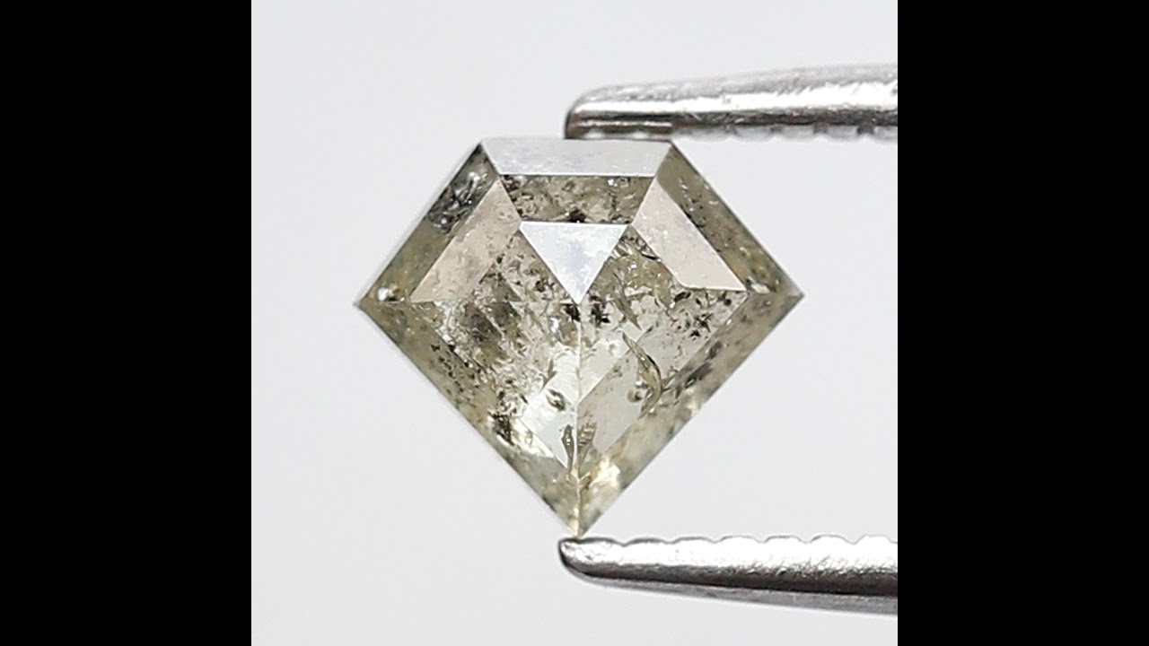 0.78 Ct Geometric Shape Salt and Pepper Diamond 5 mm Translucent Green ...