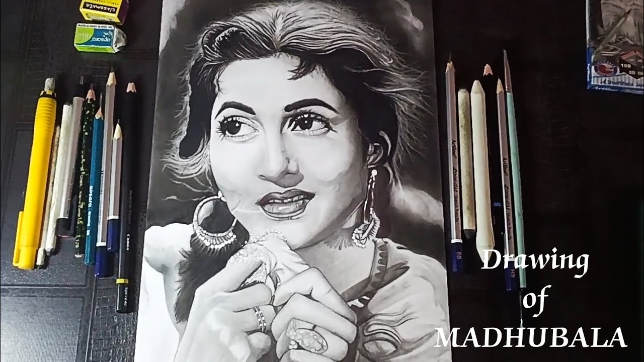 Drawing of MADHUBALA 🌹 / pencil drawing of MADHUBALA / Timelapse - YouTube