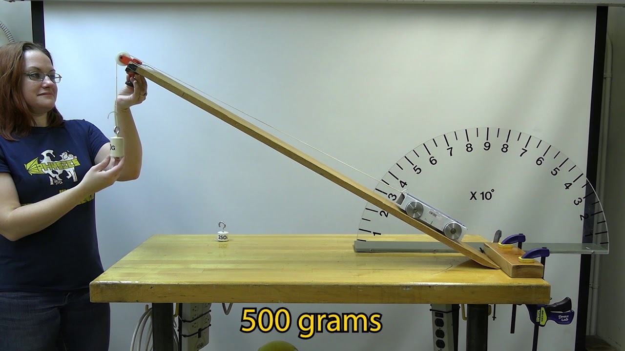 1J30.12 - Cart on Incline Plane with Pulley and Mass - YouTube