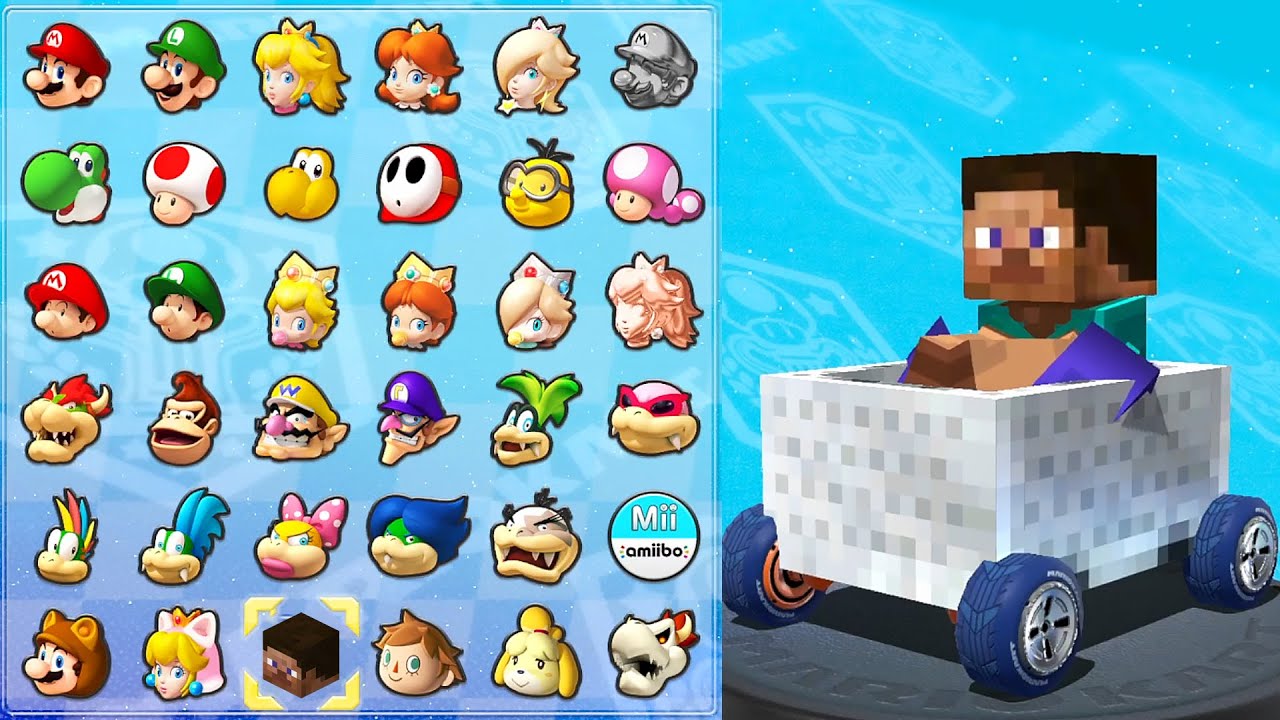 Playable Minecraft Steve in Mario Kart 8! (Banana Cup) - YouTube