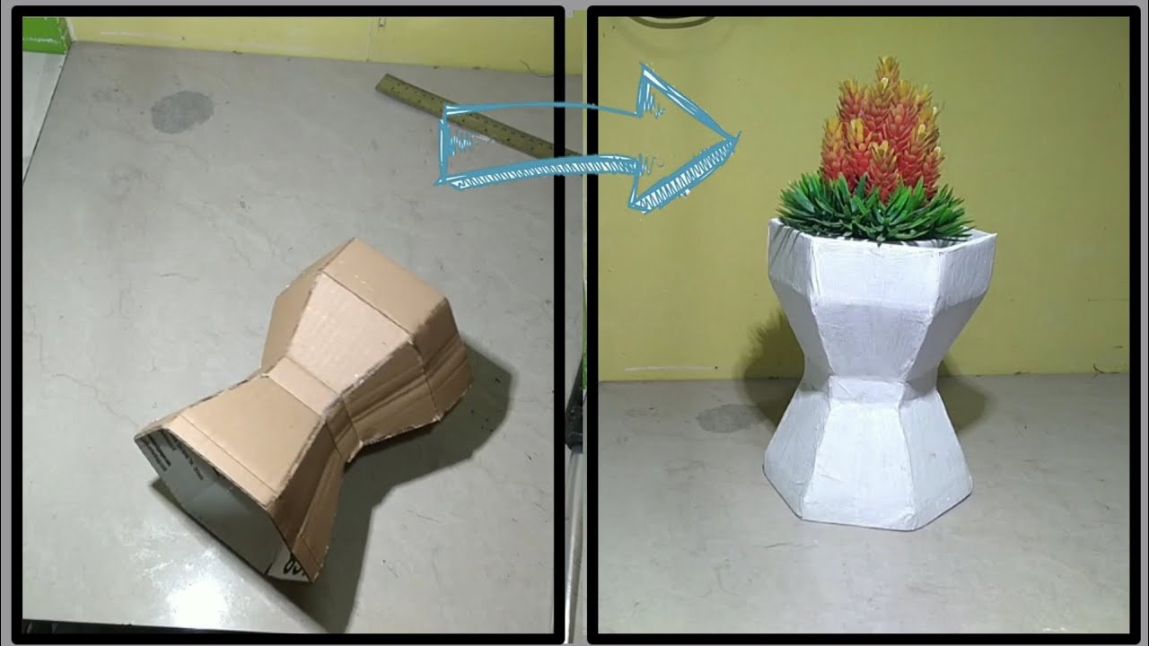 Vas Bunga Yang Indah dari kardus bekas. Ide Kreatif DIY mudah dan murah ...
