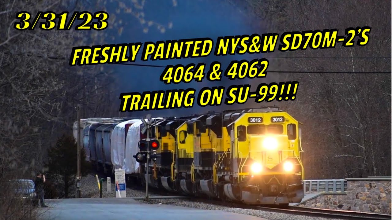 Freshly Painted NYS&W SD70M-2’S 4064 & 4062 Trailing On SU-99!! 3/31/23 - YouTube