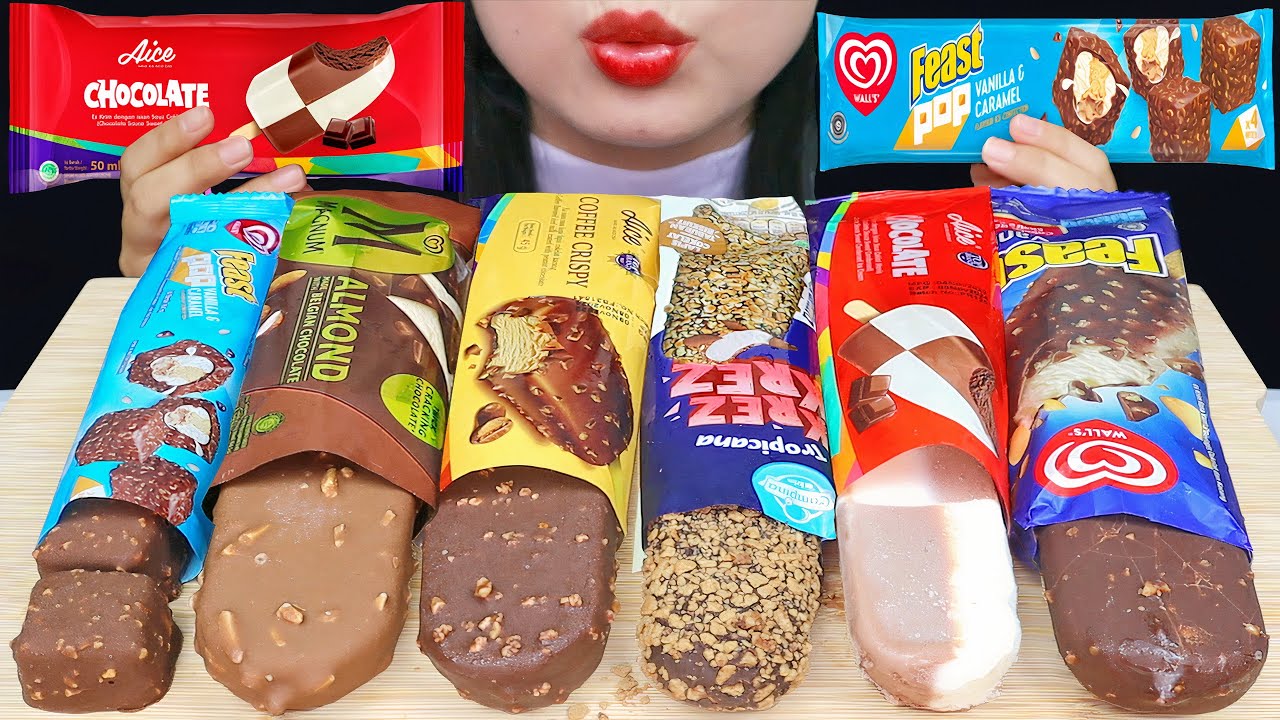 ASMR FEAST POP MAGNUM CHOCOLATE ICE CREAM 🍫 MAGNUM ALMOND, AICE, WALL'S ...