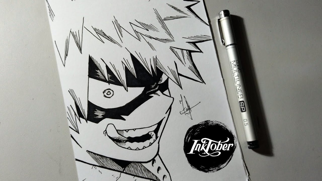 DRAWING - KATSUKI BAKUGOU - BOKU NO HERO ACADEMIA - INKTOBER 2 - YouTube