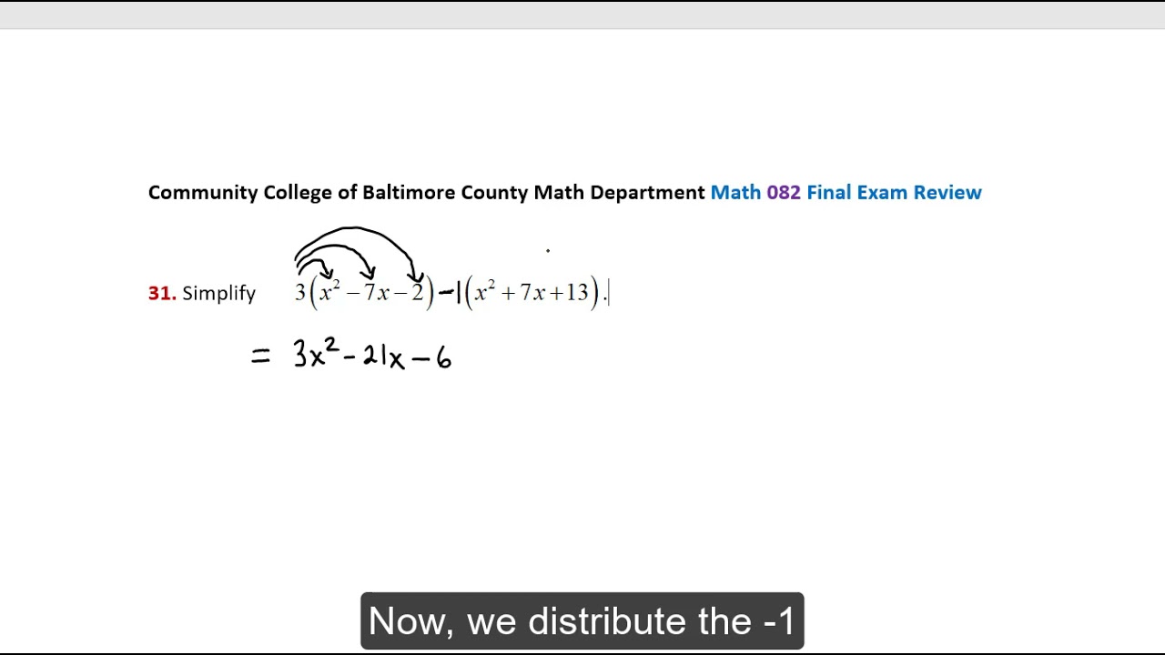 CCBC Math 082 Final Exam Review Problem 31 - YouTube