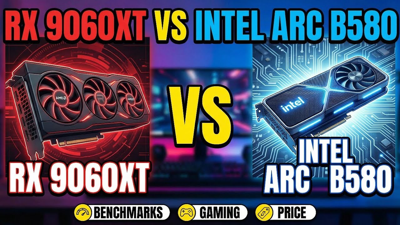 RX 9060XT 8GB VS İNTEL Arc B580 Paired with R9 9800X3D VS R5 5500 VS R5 ...