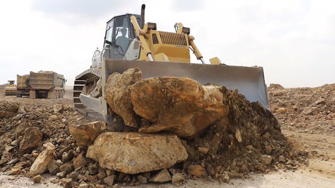 Incredible Operator Bulldozer Dump Truck Building New Road Foundation ...